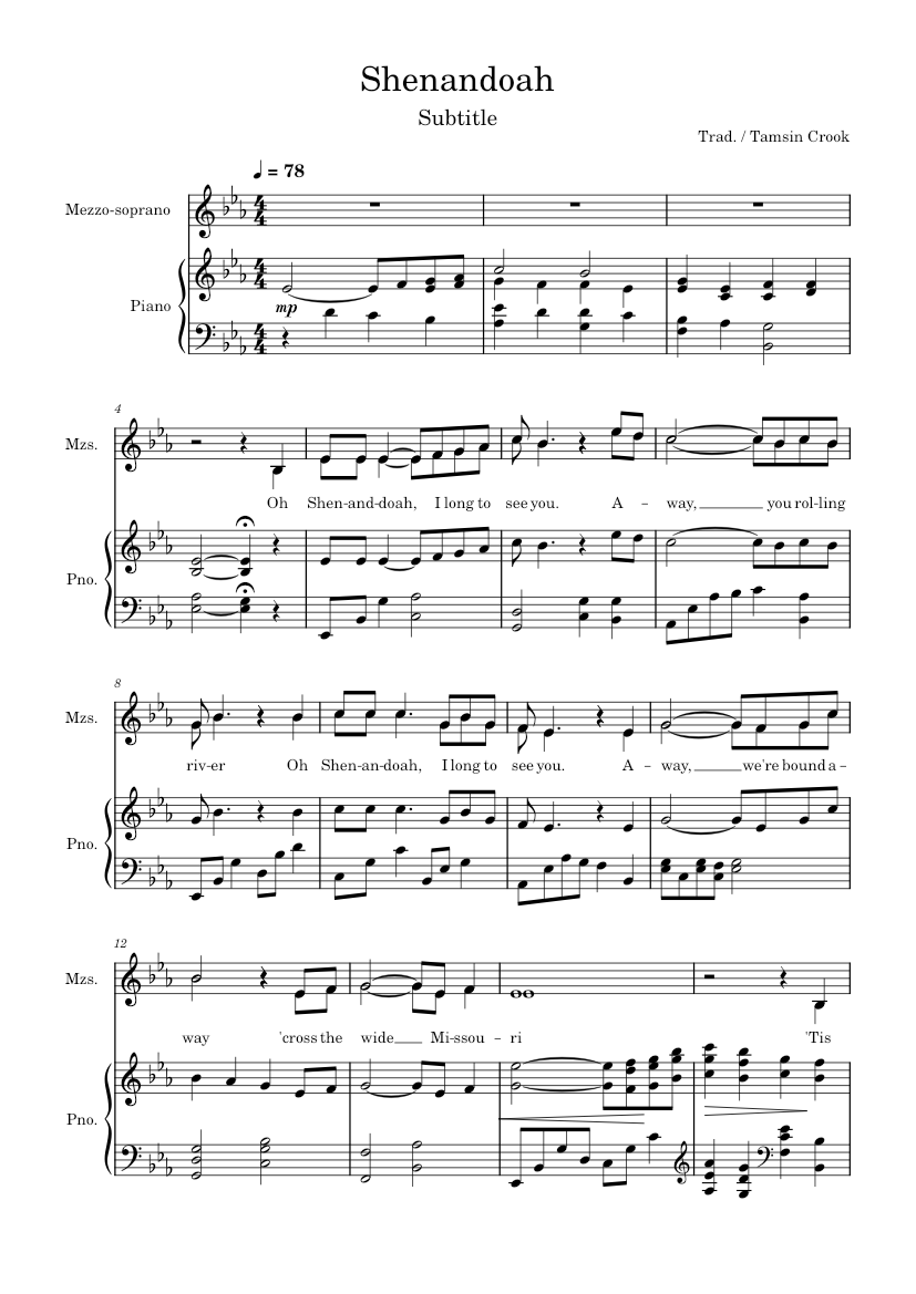 Shenandoah – Misc Traditional Shenandoah-QEGS Sheet music for Piano ...