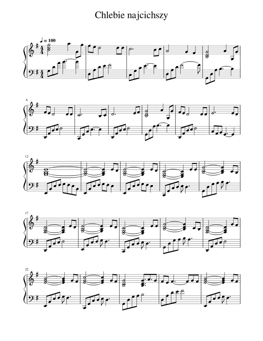 Chlebie najcichszy Sheet music for Piano (Solo) Easy | Musescore.com