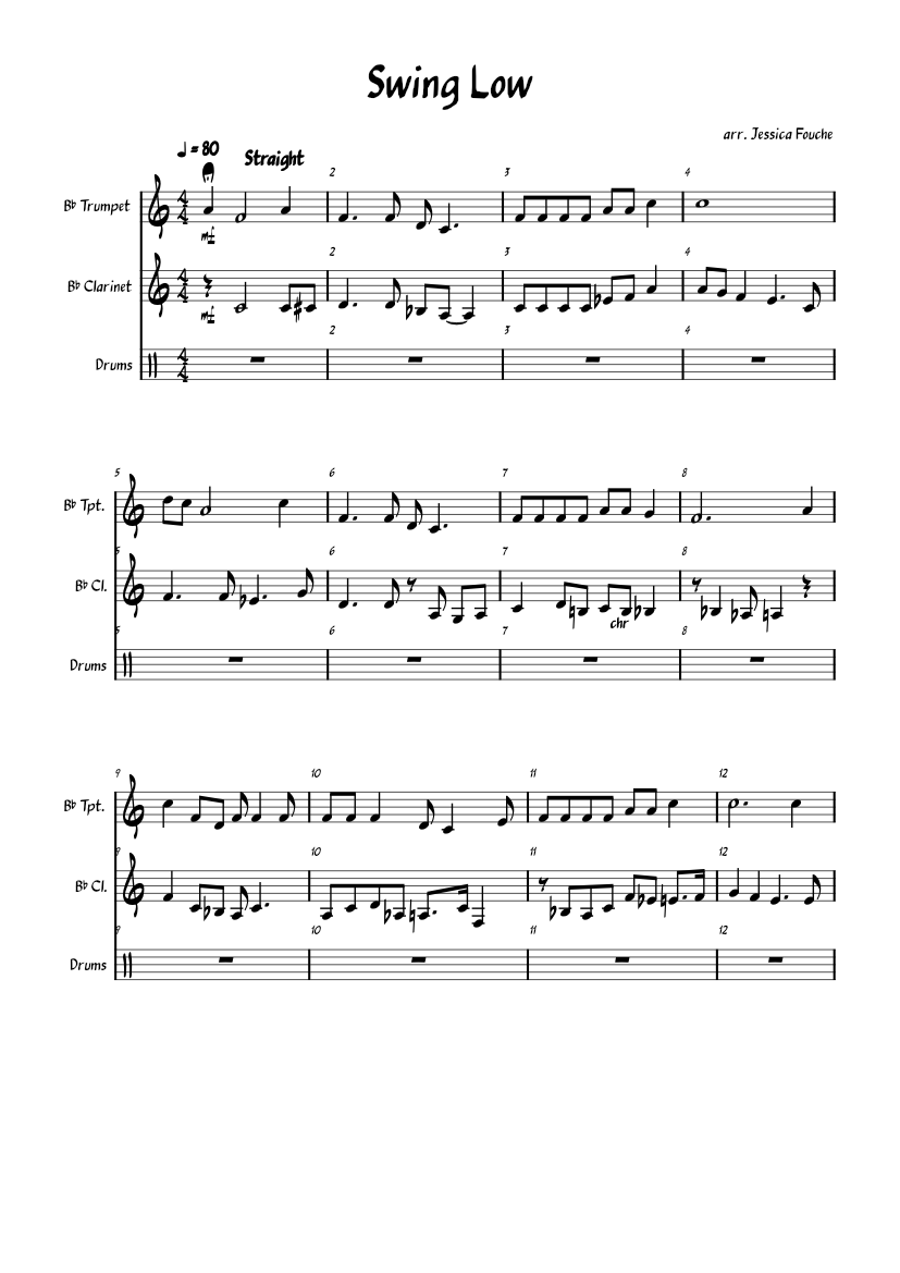 Swing Low, Sweet Chariot Trumpet-clar. duet Sheet music for Clarinet in ...