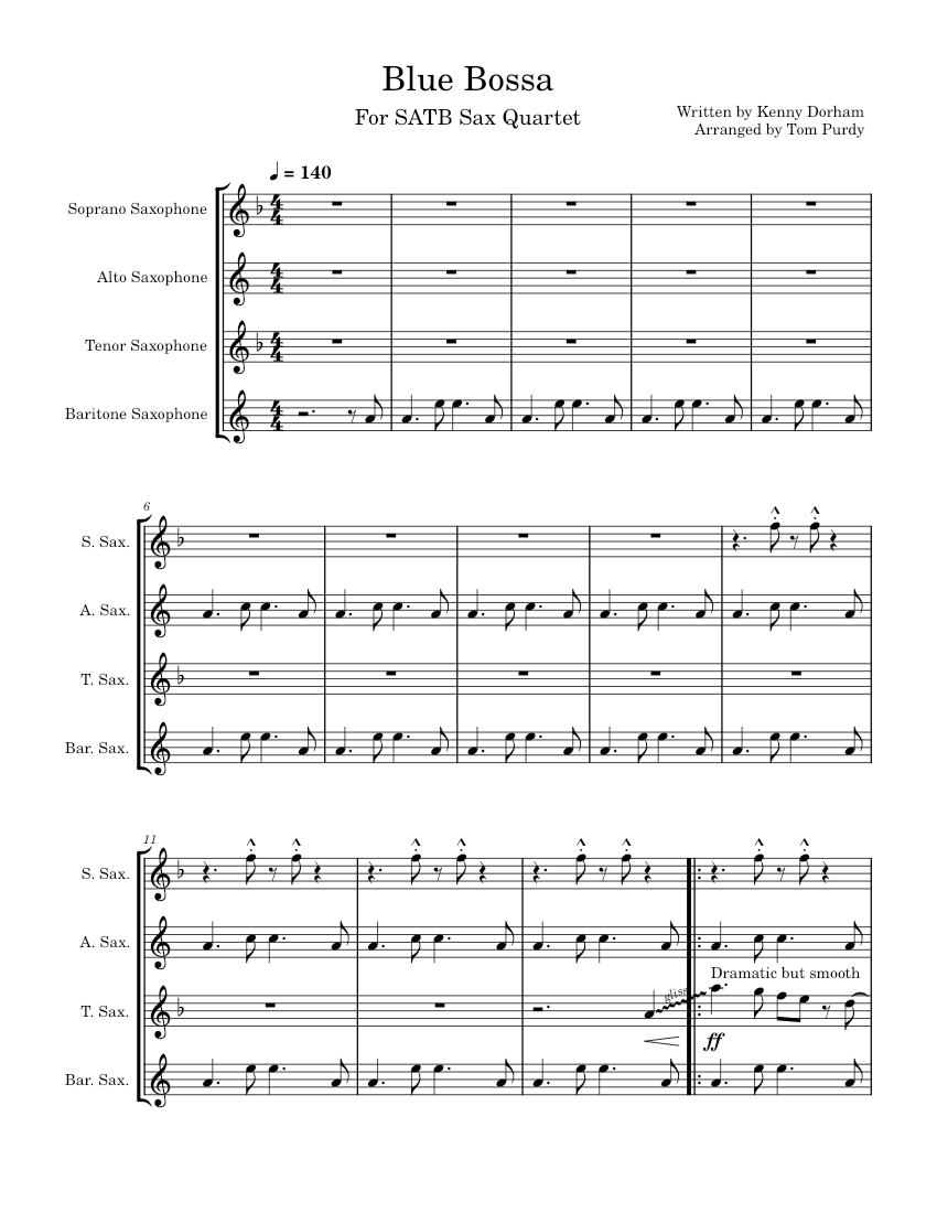 Blue bossa – Kenny Dorham Blue Bossa - Kenny Dorham - For SATB ...