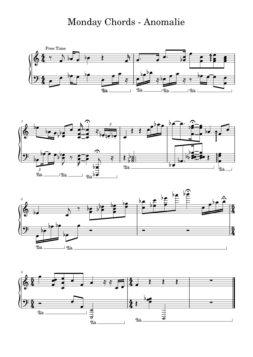 Monday Chords - Anomalie Sheet music for Piano (Solo) | Musescore.com