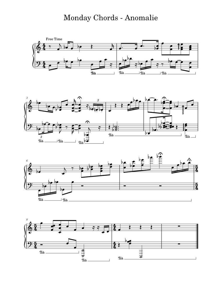 Monday Chords - Anomalie Sheet music for Piano (Solo) | Musescore.com