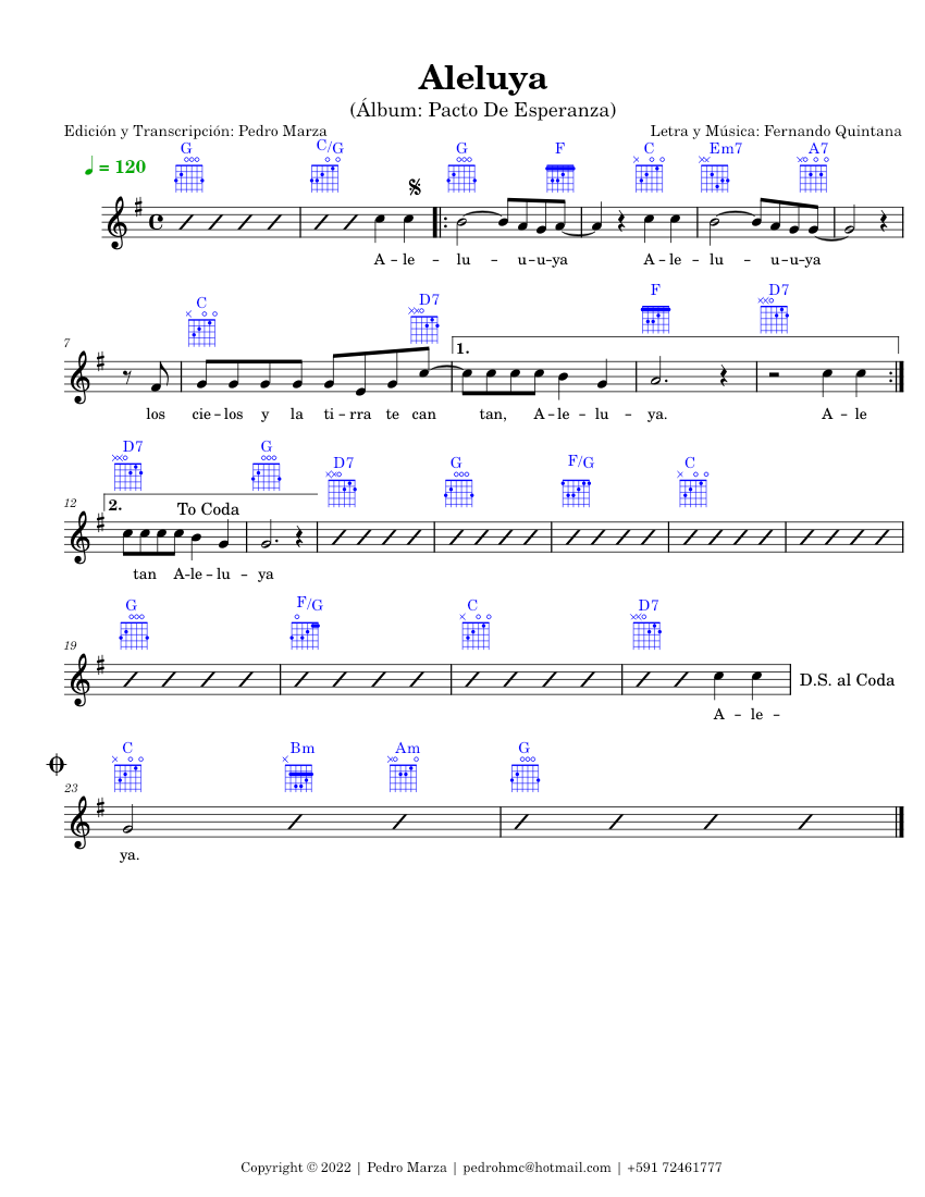 05 Aleluya Sheet music for Piano (Piano-Voice-Guitar) Easy | Musescore.com