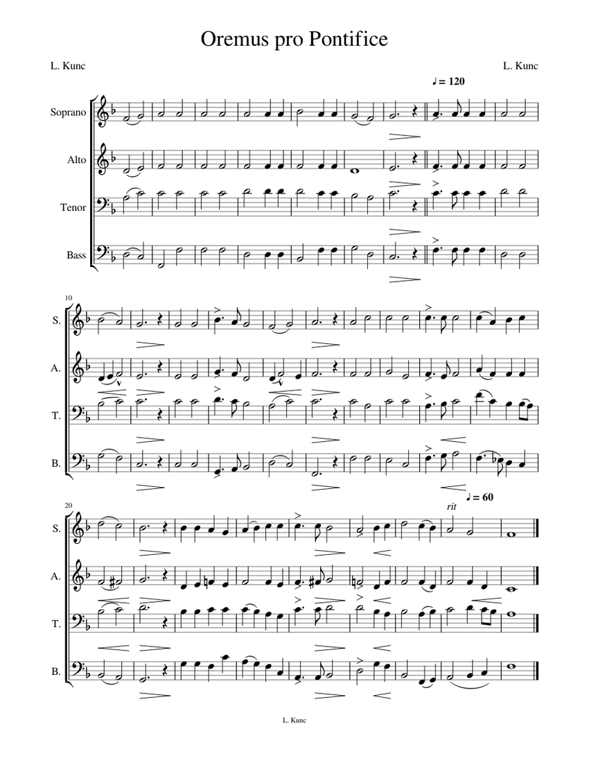 Oremus pro Pontifice Sheet music for Bass guitar (Solo) | Musescore.com