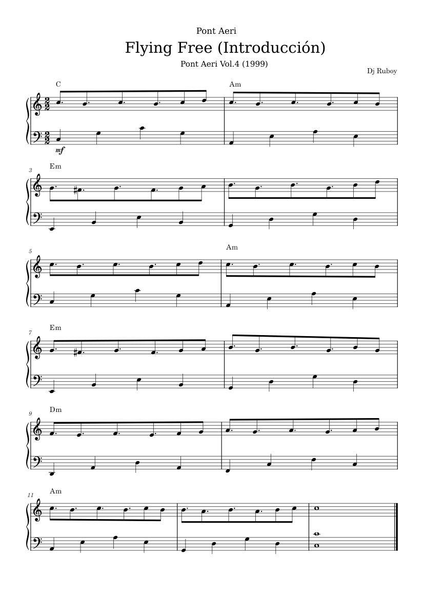 Flying Free – Pont Aeri (Intro) Sheet music for Piano (Solo ...