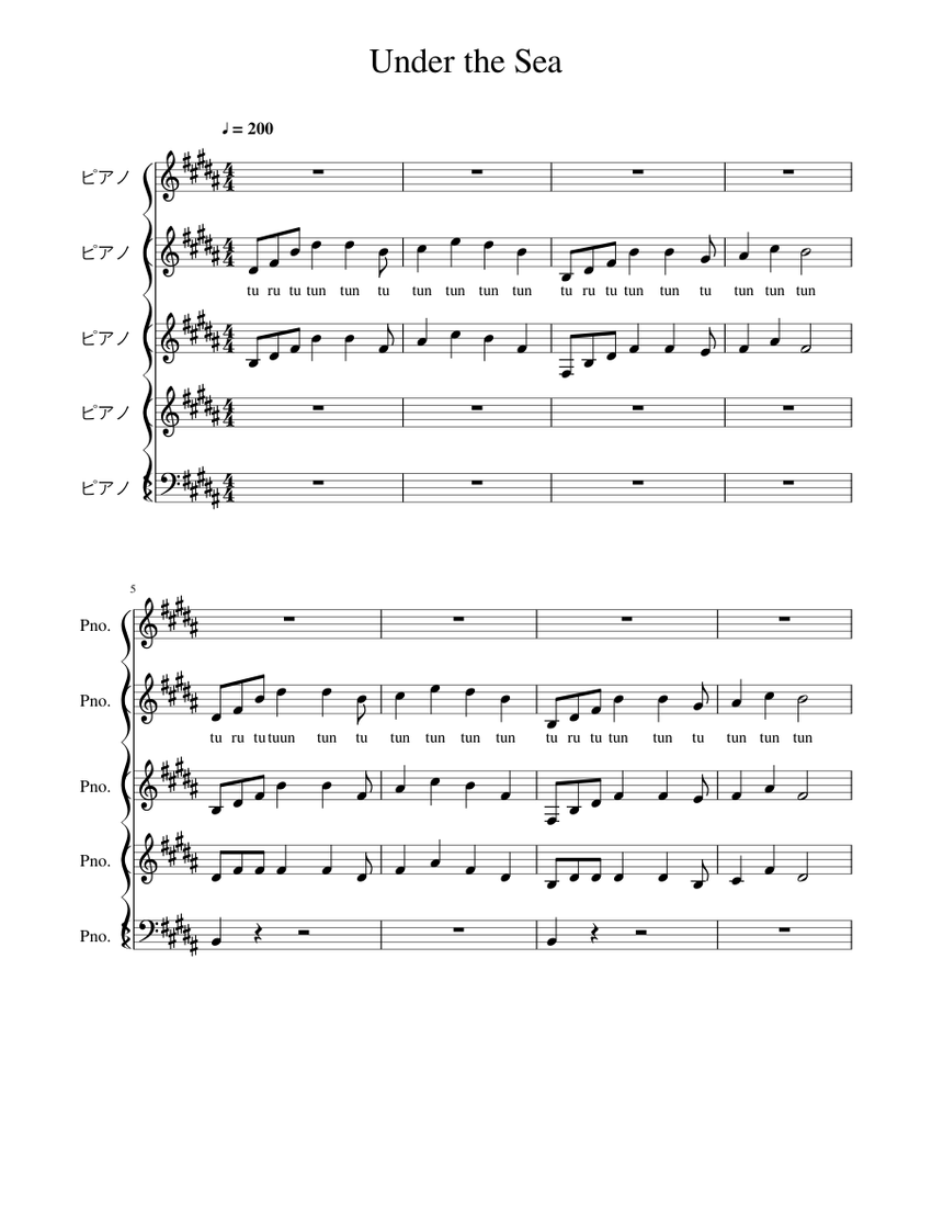 Under the Sea Sheet music for Piano (Mixed Quintet) | Musescore.com