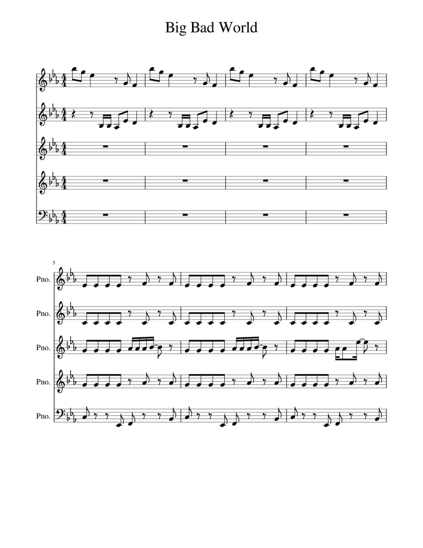 Big Bad World Sheet music for Piano (Mixed Quintet) | Musescore.com
