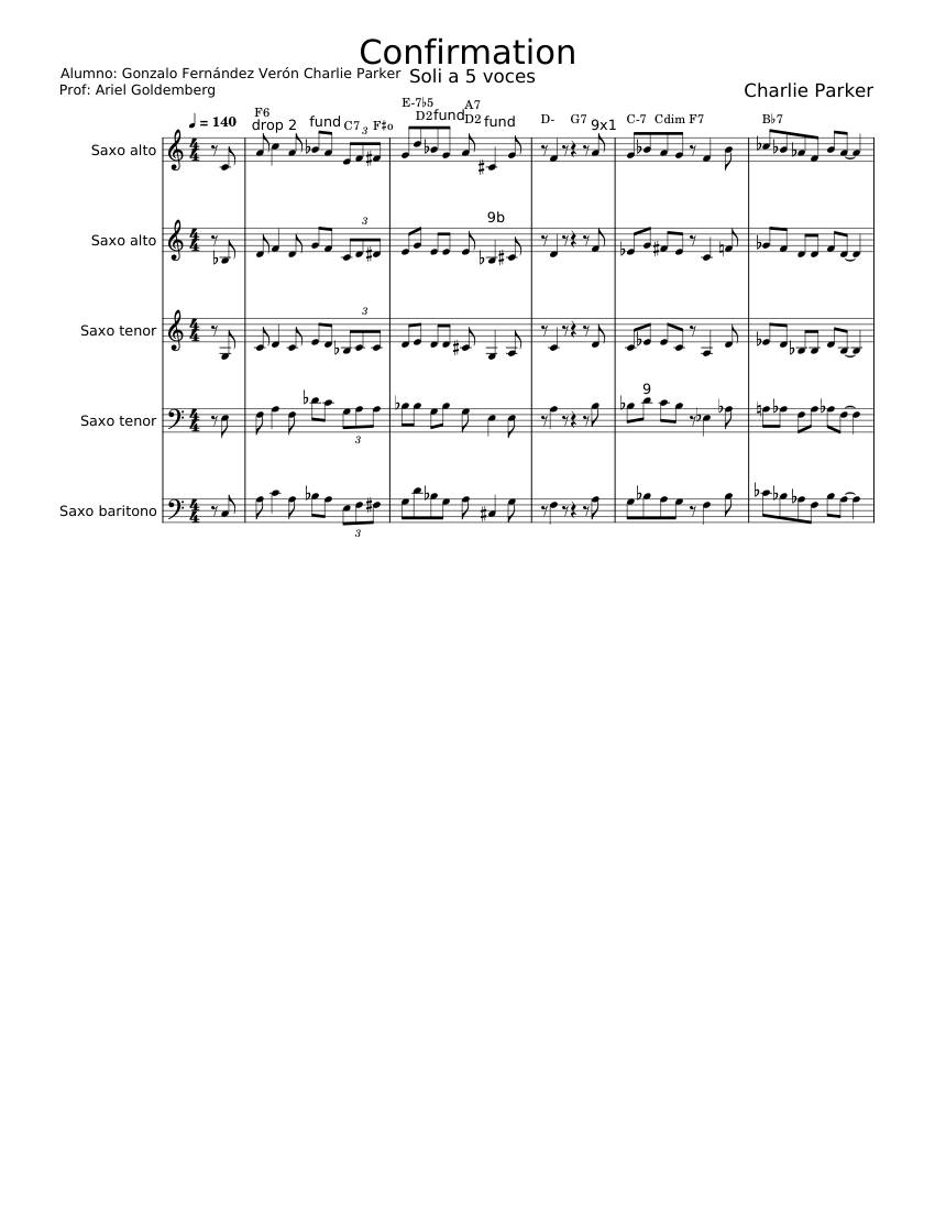 Confirmation - Charlie Parker Sheet Music with Chords for Saxophone ...