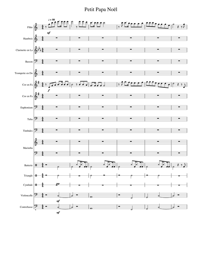 Petit Papa Noël [In Progress] Sheet music for Euphonium, Tuba, Flute ...