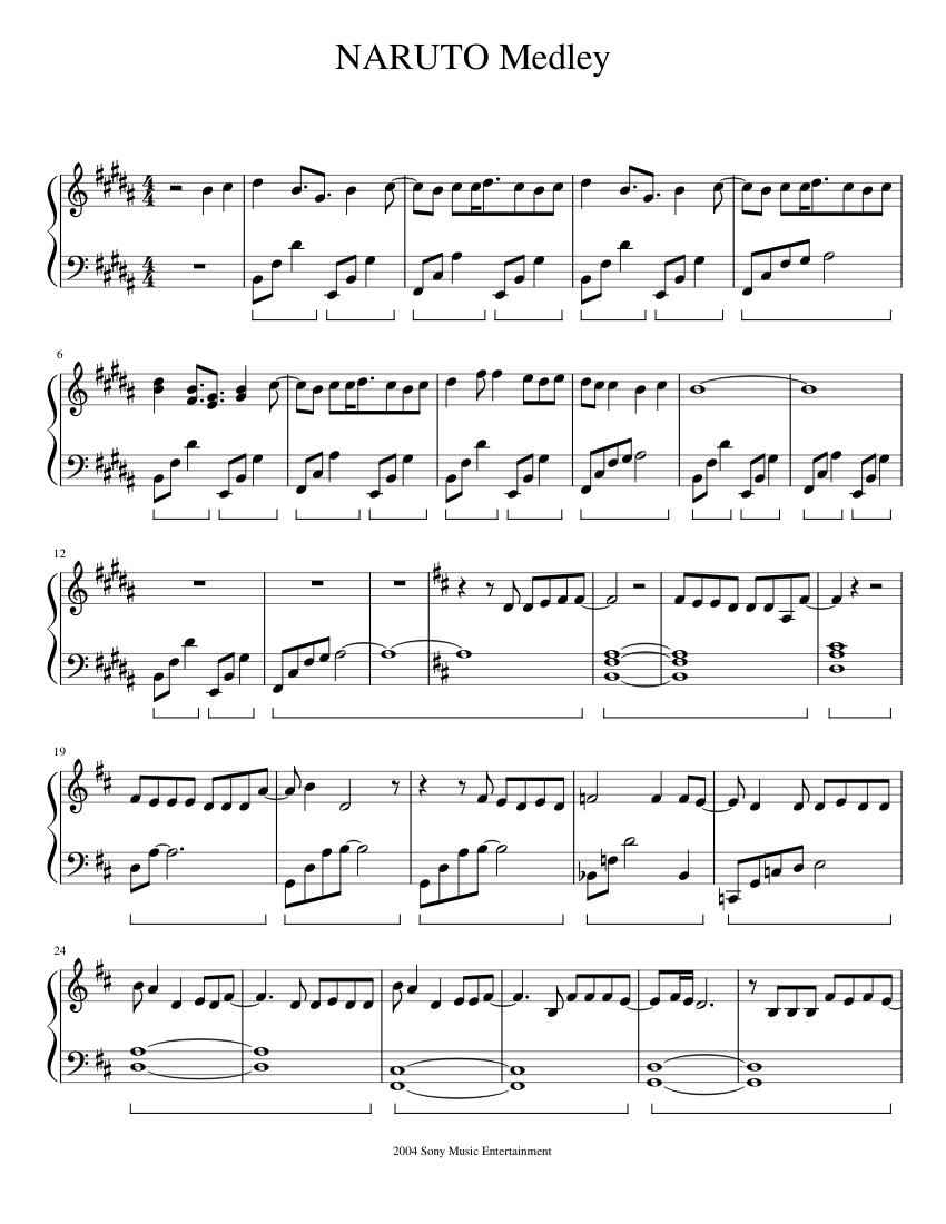 NARUTO Piano Medley Sheet music for Piano (Solo) | Musescore.com