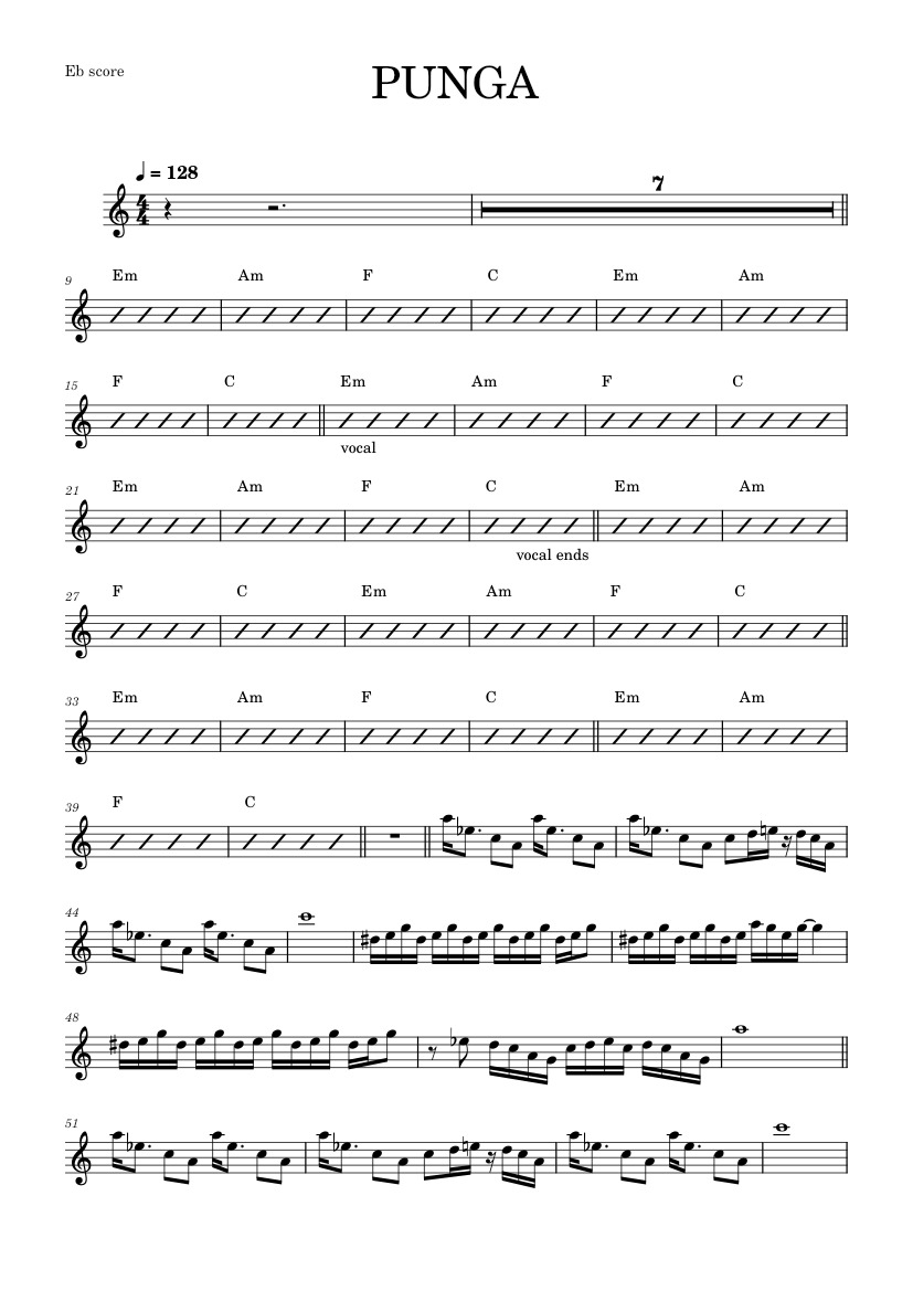 PUNGA Sheet Music with Chords for Saxophone alto (Solo) | MuseScore.com