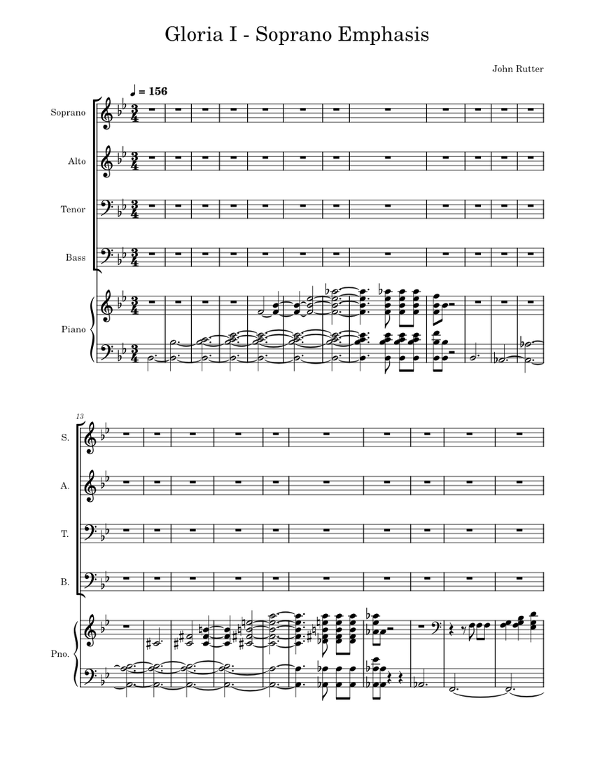 Gloria I – John Rutter - Soprano Emphasis Sheet music for Piano, Soprano, Alto, Tenor & more ...