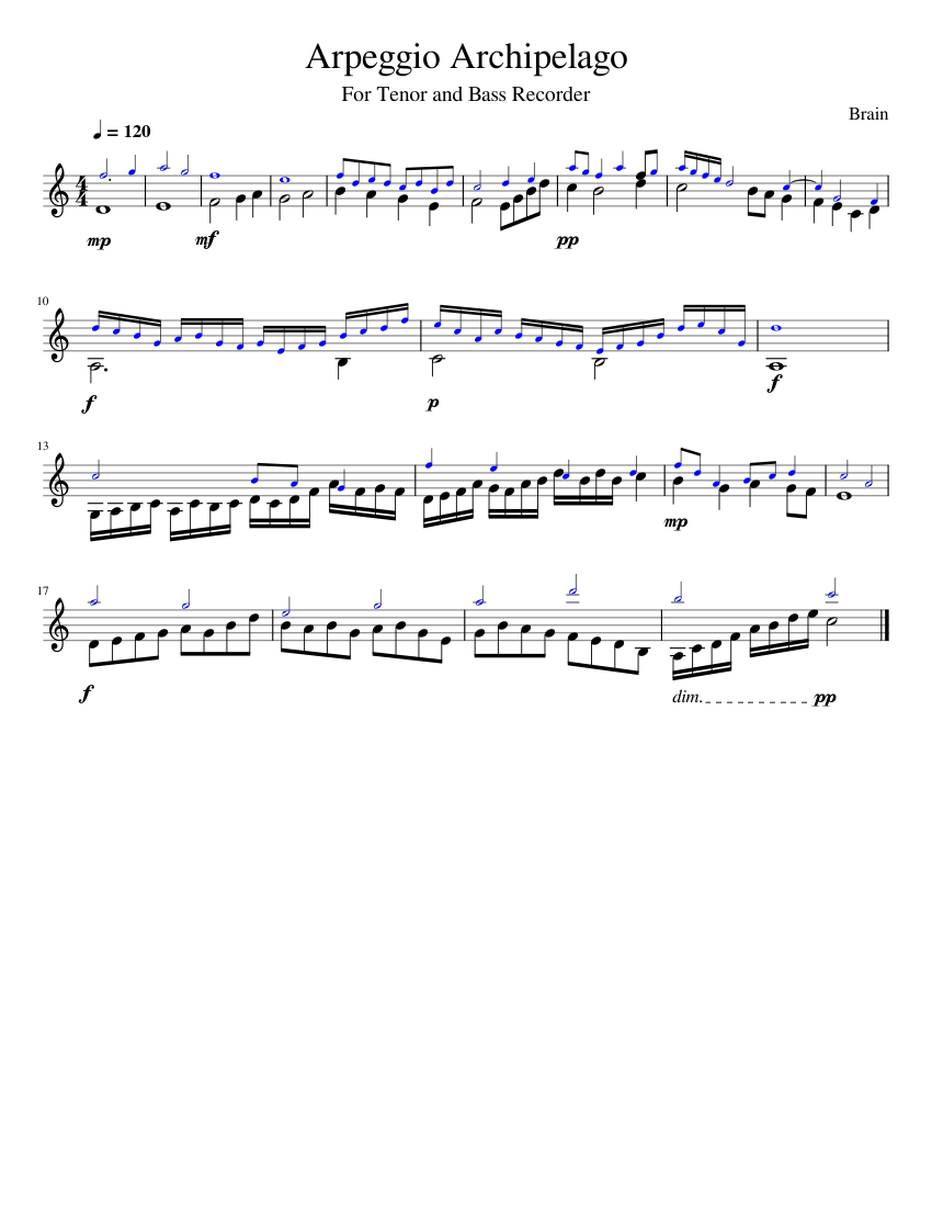 Arpeggio Arcapelligo Sheet music for Recorder (Woodwind Duet) | Musescore.com