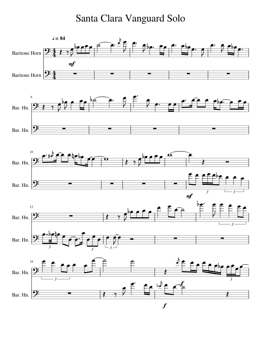 SCV Ballad/Baritone Duet 2018 (My Body is a Cage) Sheet music for Baritone horn (Drum Corps ...