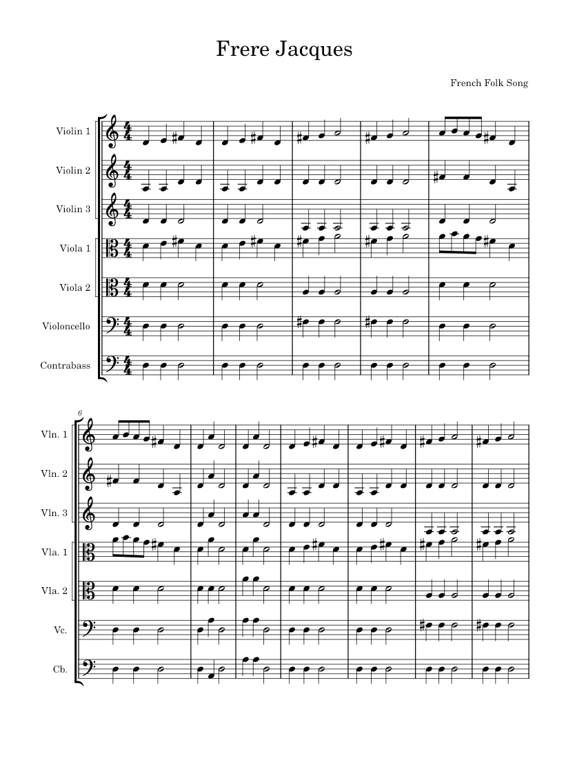 Frere jacques – Misc Traditional Frere Jacques Sheet music for ...
