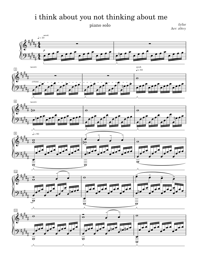 i think about you not thinking about me - ilyfar Sheet music for Piano ...