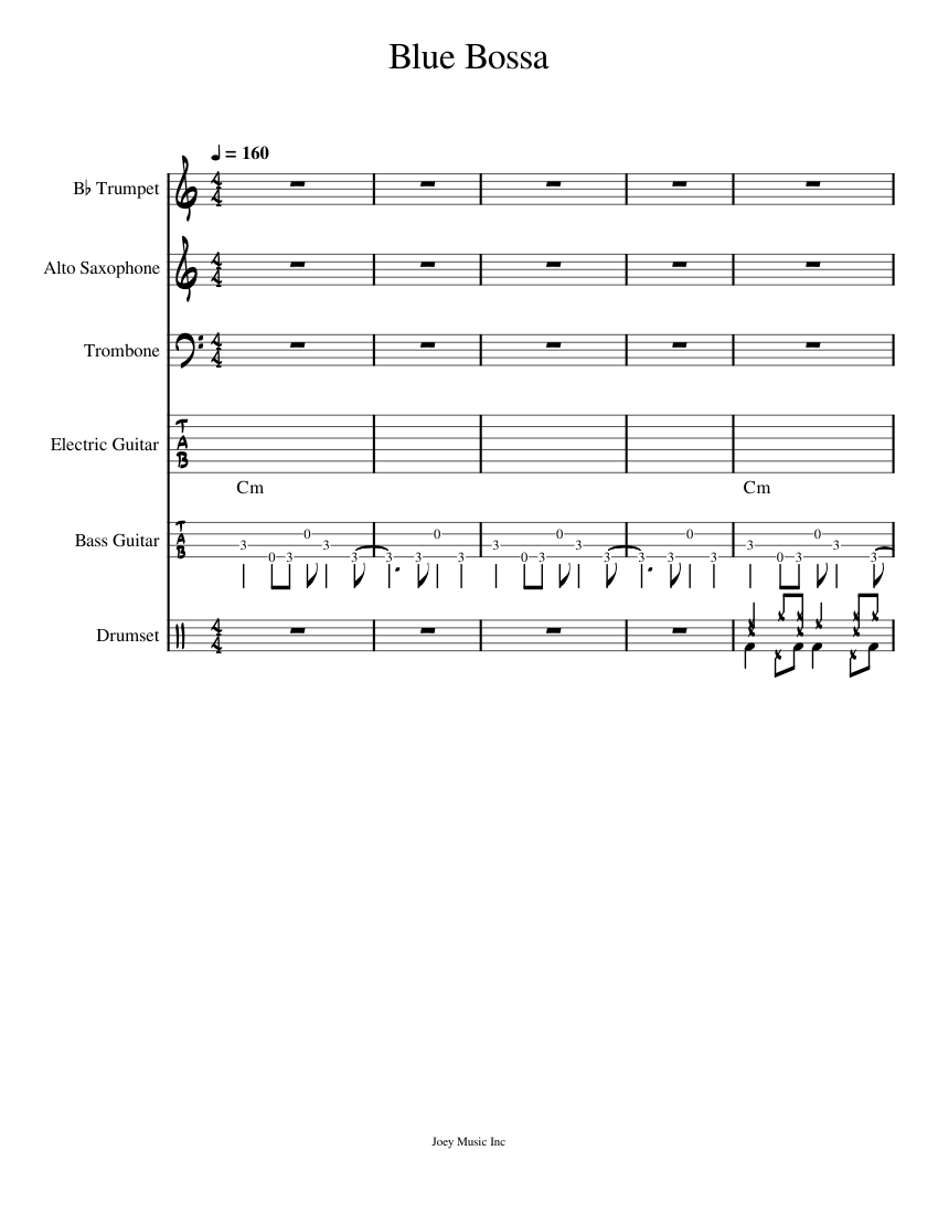 Blue Bossa Sheet music for Trombone, Saxophone alto, Trumpet in b-flat ...