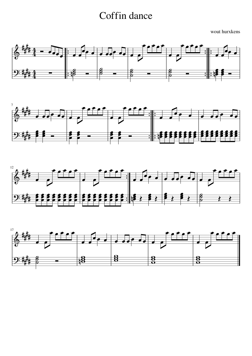 Coffin dance Sheet music for Piano (Solo) | Musescore.com
