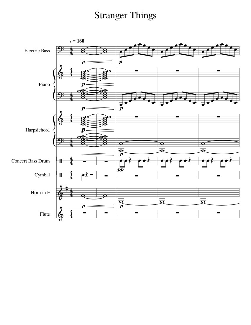 Stranger Things Sheet music for Piano, Harpsichord, Flute, French horn ...