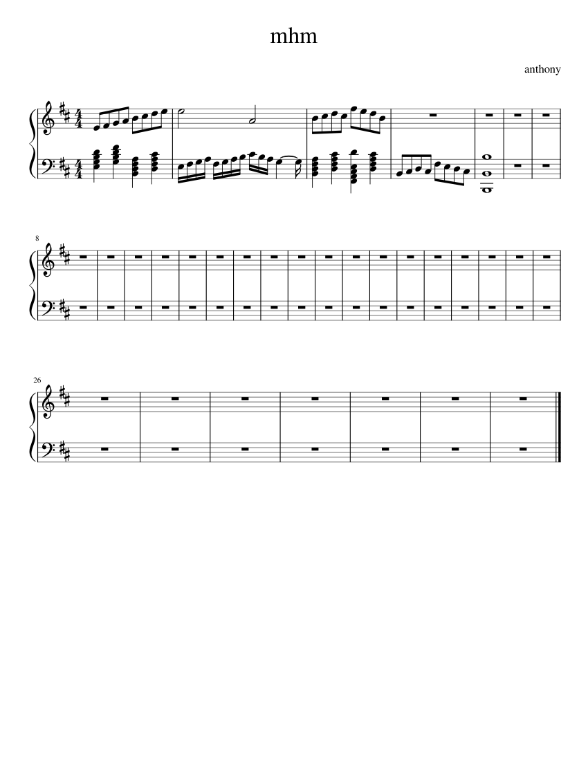 mhm Sheet music for Piano (Solo) Easy | Musescore.com