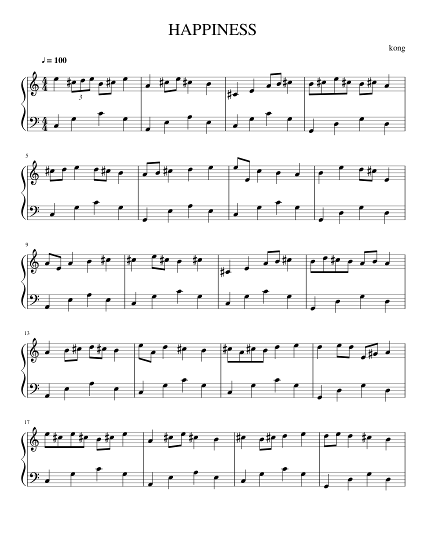 HAPPINESS Sheet music for Piano (Solo) | Musescore.com