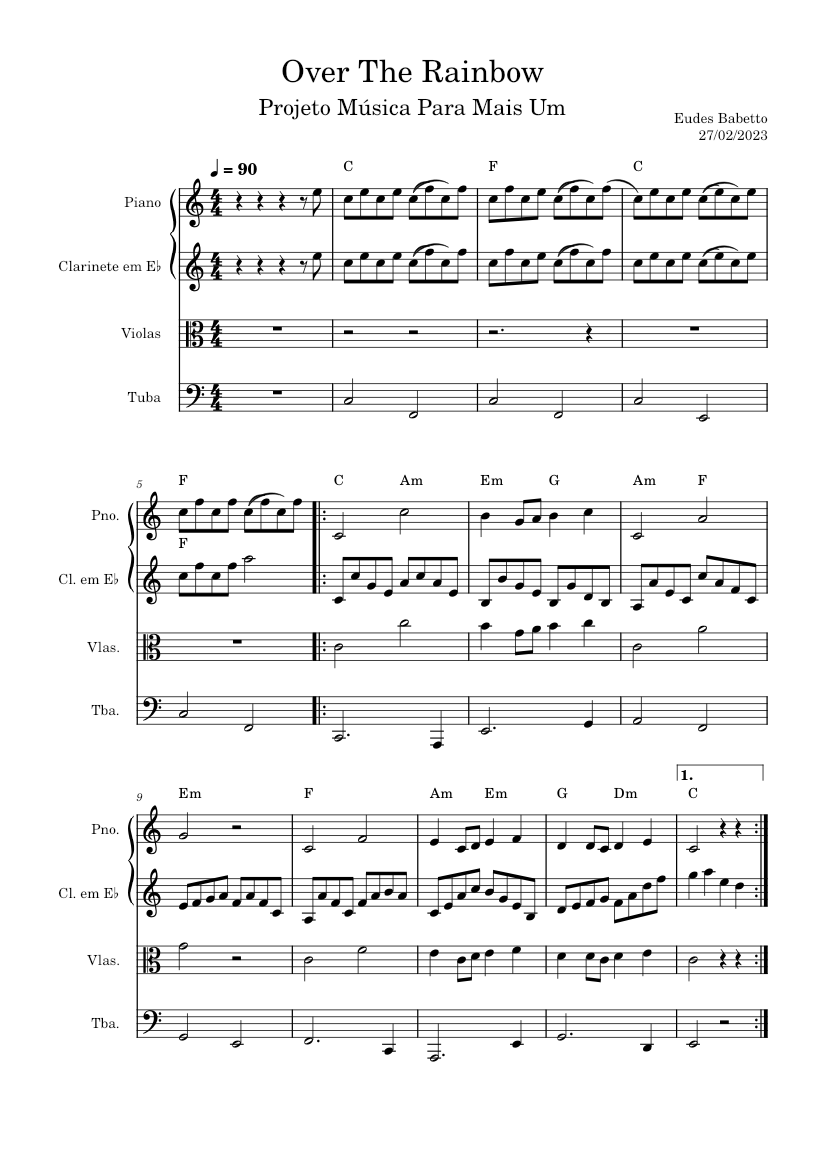 Over_The_Rainbow Sheet music for Piano, Tuba, Clarinet in e-flat ...