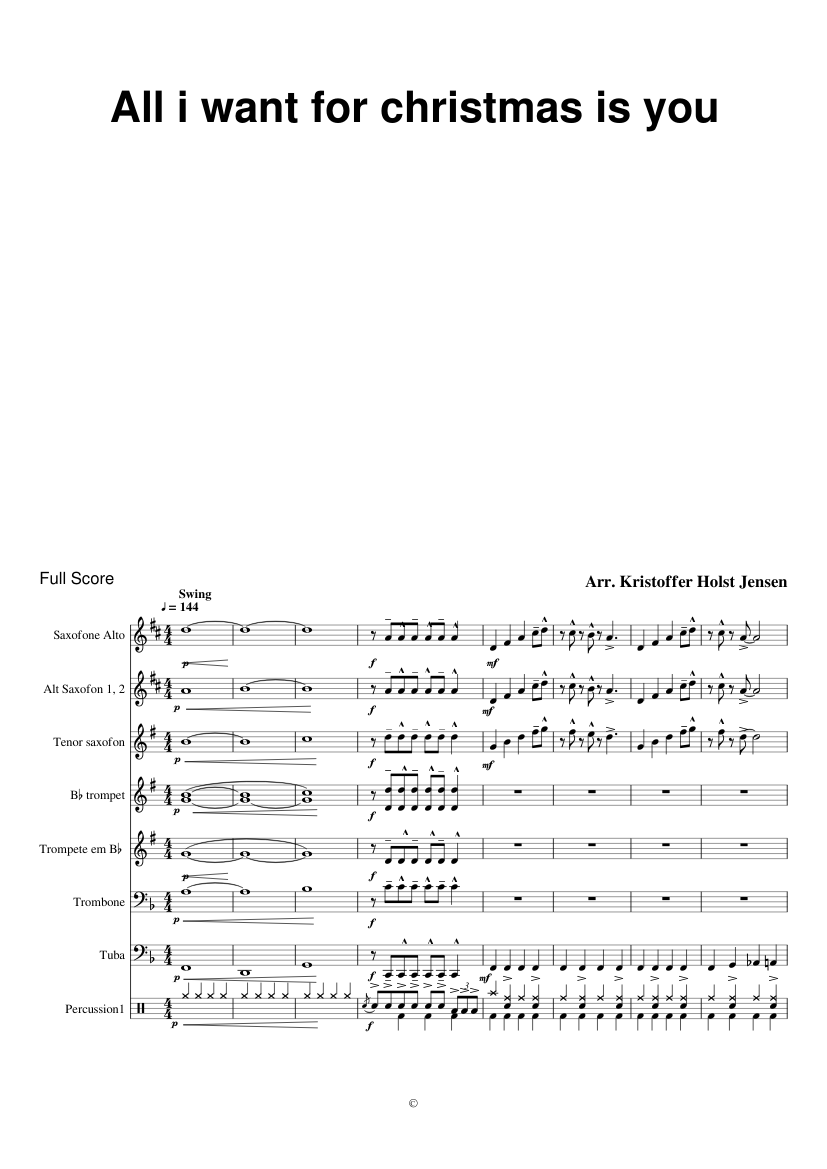 All i want for christmas is you Sheet music for Trombone, Tuba ...