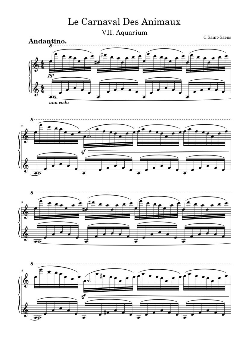 Le Carnaval Des Animaux, VII. Aquarium – C.Saint-Saens Sheet music for ...