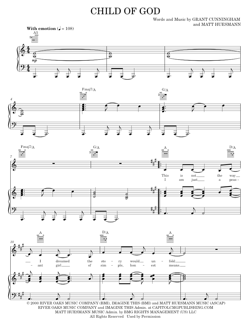 Play Official version of Child Of God sheet music by Amy Grant, Rich ...