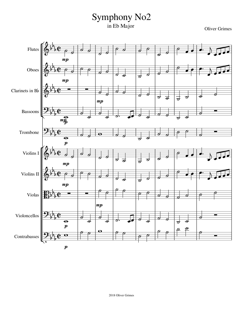 Symphony No2 - Complete Sheet music for Trombone, Flute, Oboe, Clarinet ...
