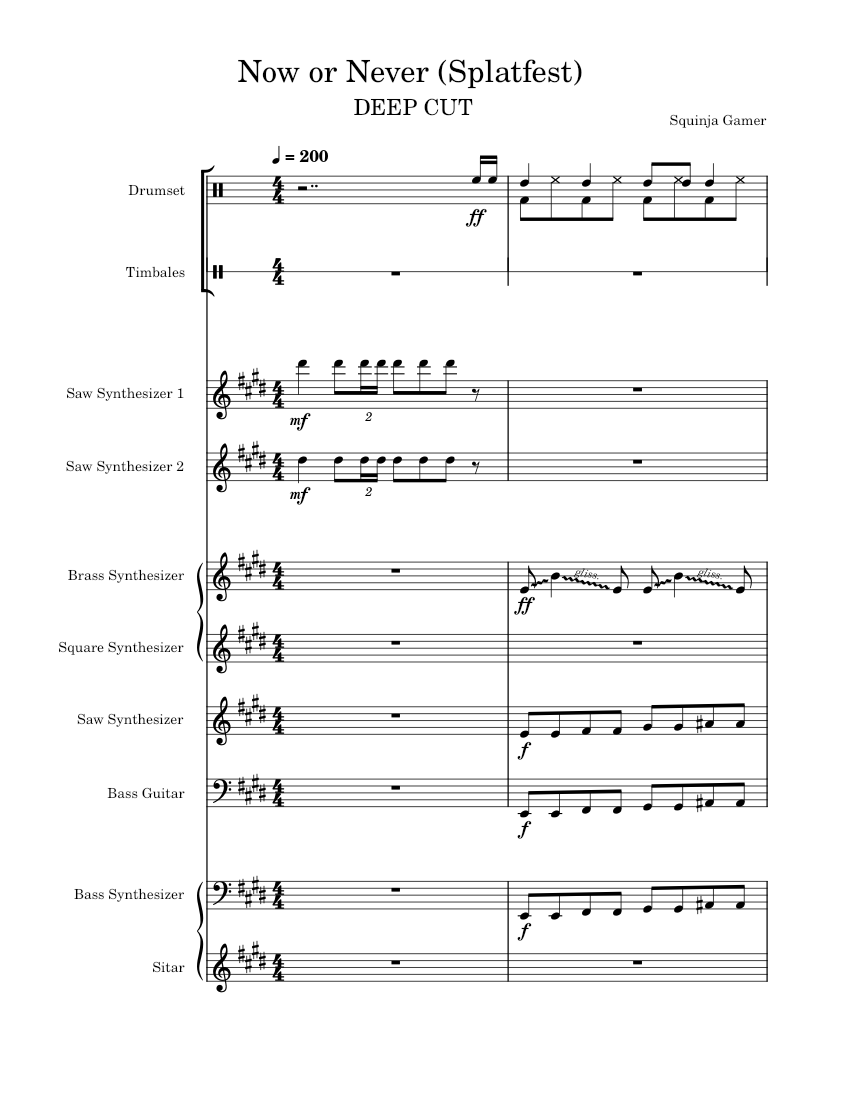 Now or Never (DEEP CUT) - Splatoon 3 Sheet music for Bass guitar, Drum ...