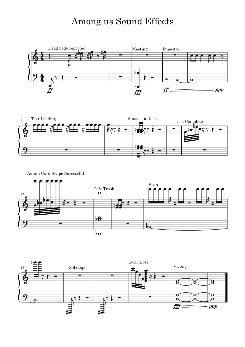 Among us Sound Effects Sheet Music for Piano (Solo) Easy | MuseScore.com