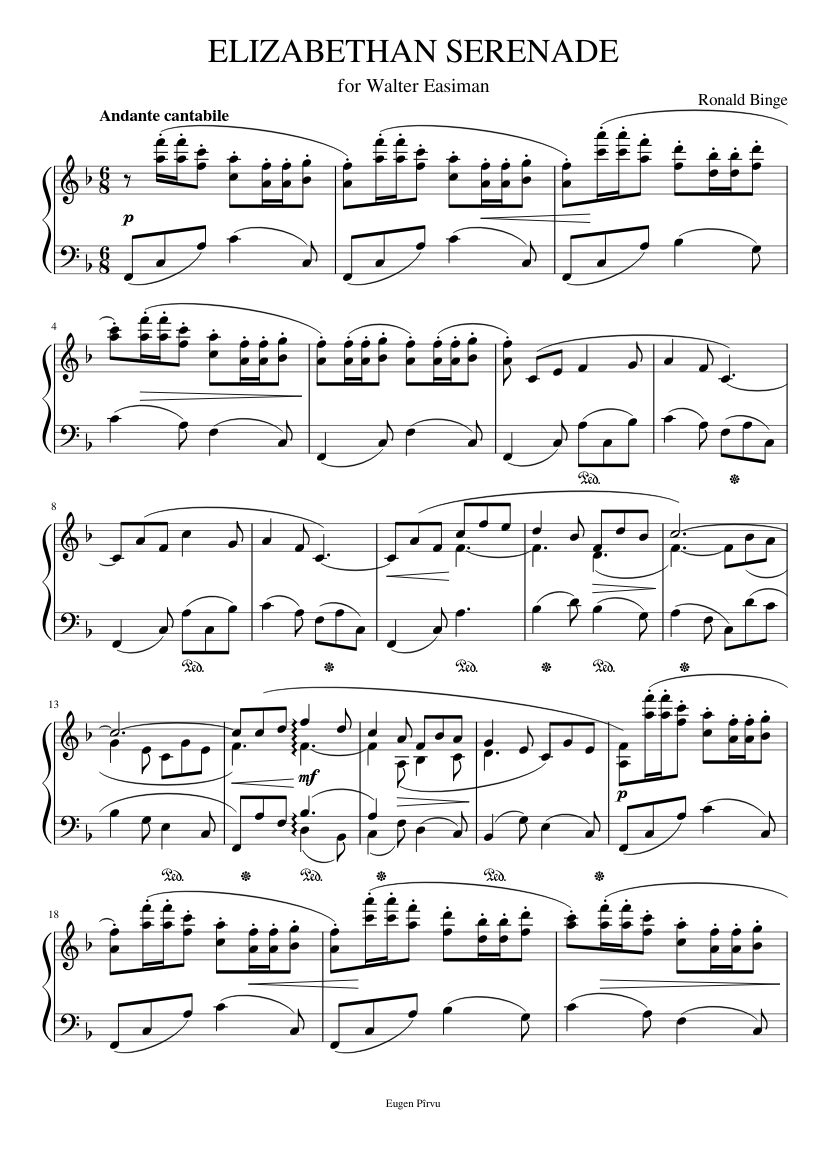 Elizabethan Serenade Sheet Music for Piano (Solo) | MuseScore.com