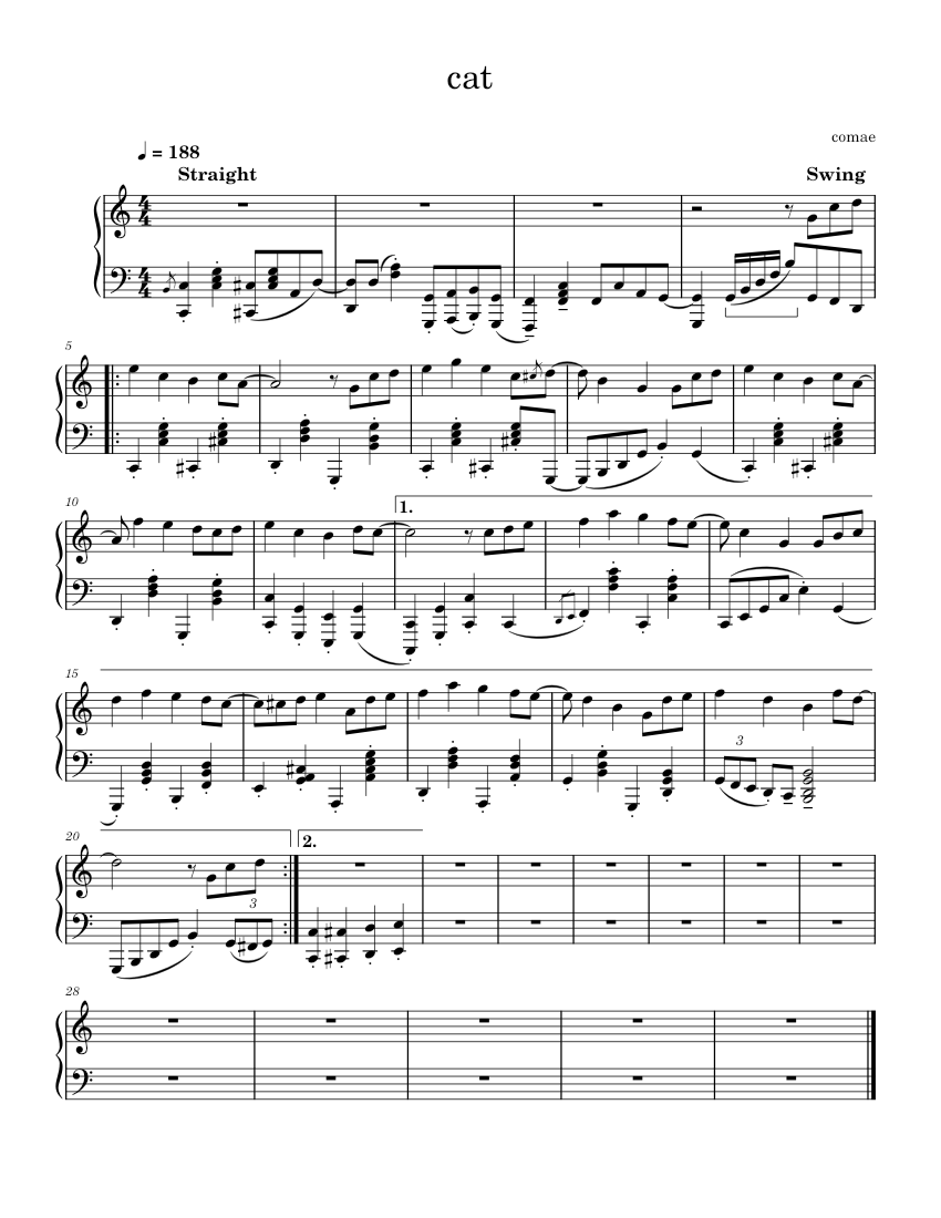 cat Sheet music for Piano (Solo) Easy | Musescore.com