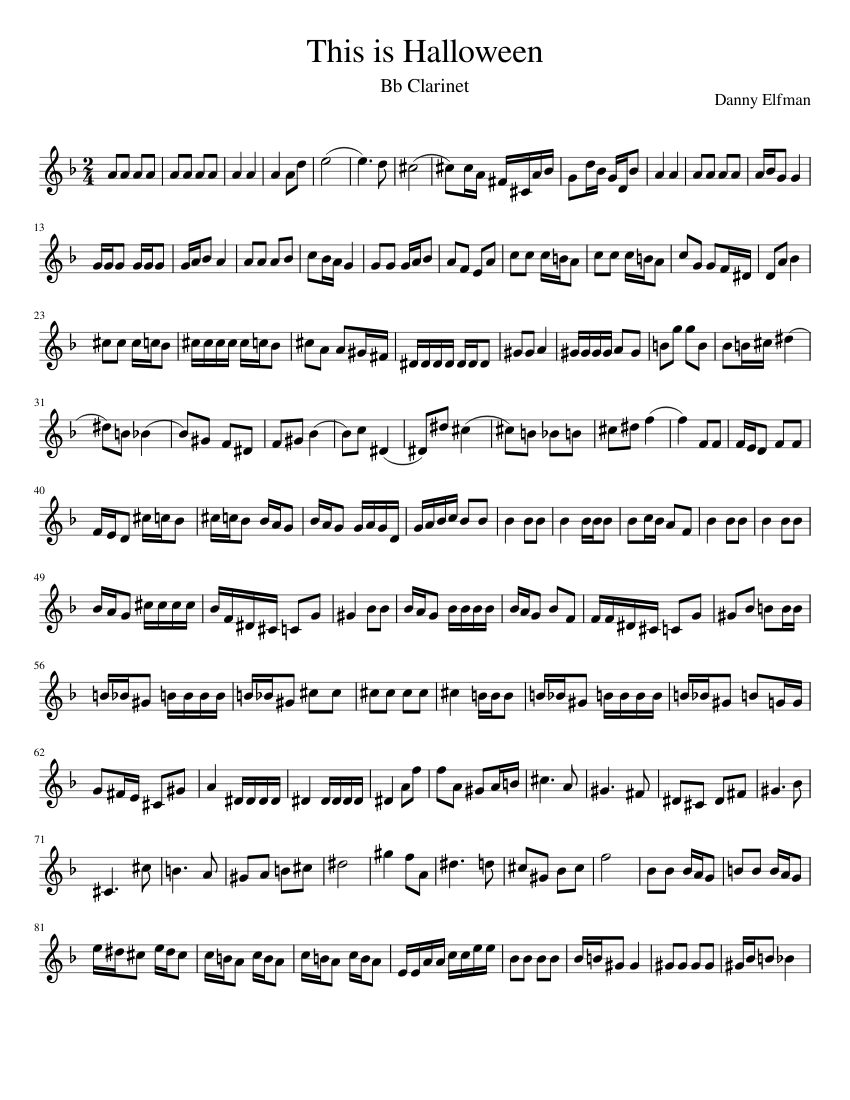 This is Halloween Sheet music for Clarinet in b-flat (Solo) | Musescore.com