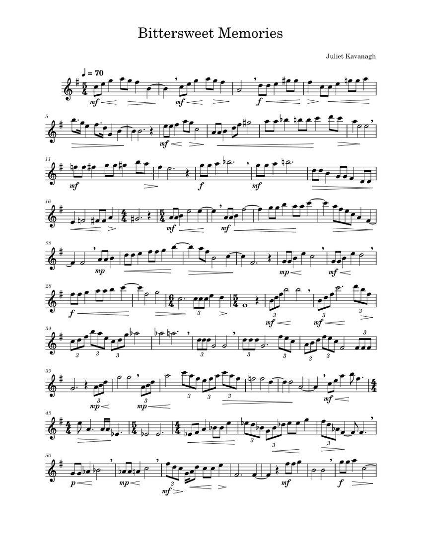 Bittersweet Memories Sheet music for Violin (Solo) | Musescore.com