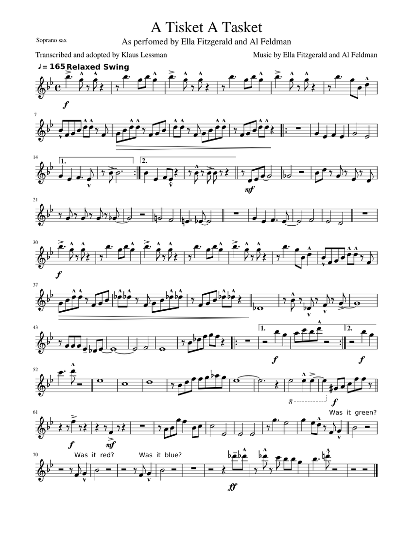 A Tisket A Tasket Sheet music for Piano (Solo) | Musescore.com