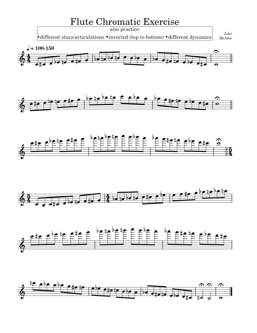 Flute Chromatic Exercise Sheet music for Flute (Solo) | Musescore.com