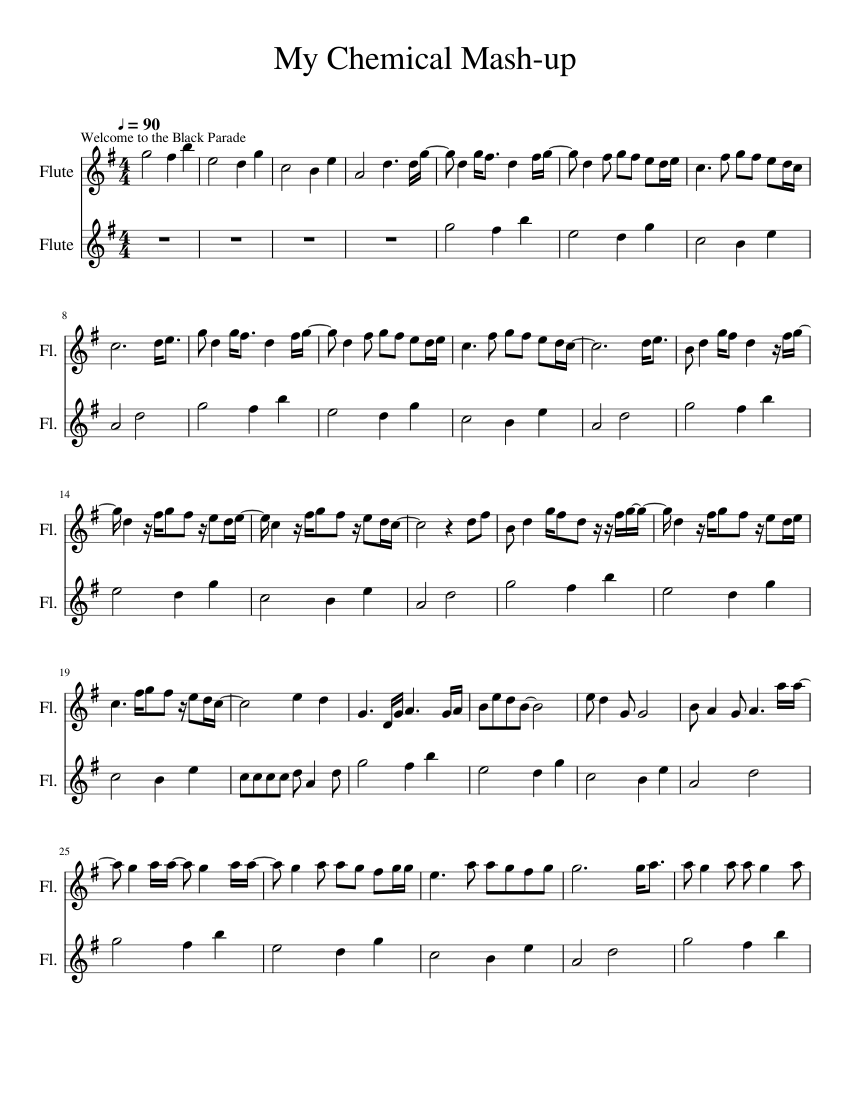 My Chemical Romance Sheet Music For Flute Woodwind Duet Musescore My Chemical Romance Sheet Music For Flute Woodwind Duet Musescore