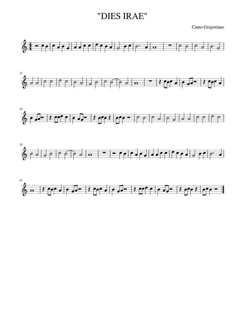 DIES IRAE Sheet music for Piano (Solo) Easy | Musescore.com
