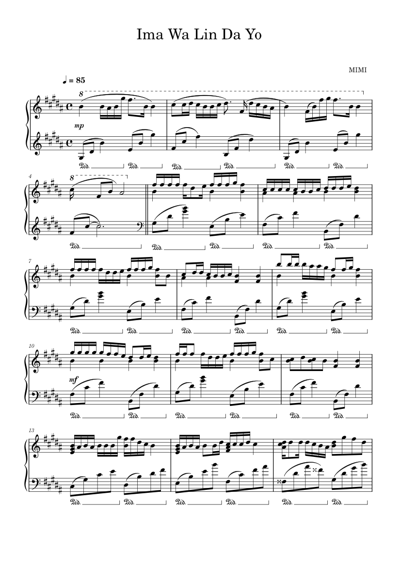 ima wa lin da yo Sheet Music for Piano (Solo) | MuseScore.com
