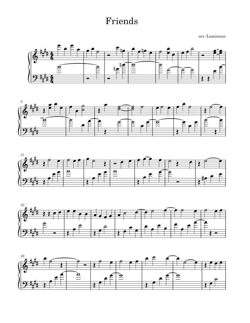 Friends Sheet music for Piano (Solo) Easy | Musescore.com