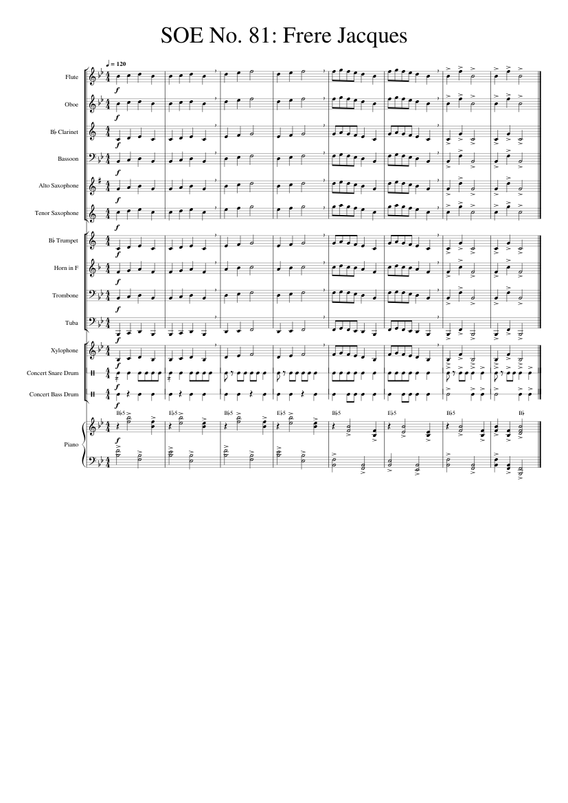 Frere jacques – Misc Traditional SOE no.81 aus Sheet music for Piano ...