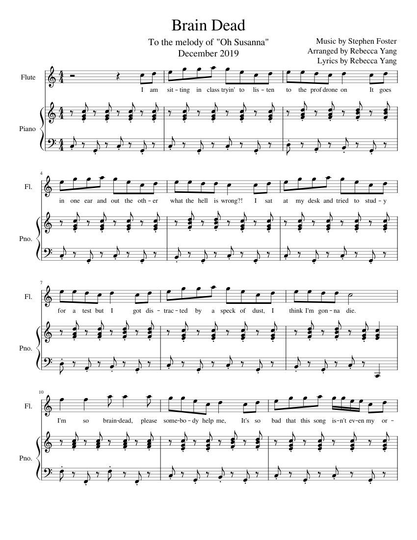 Brain Dead|RANT SONG Sheet music for Piano, Flute (Solo) | Musescore.com