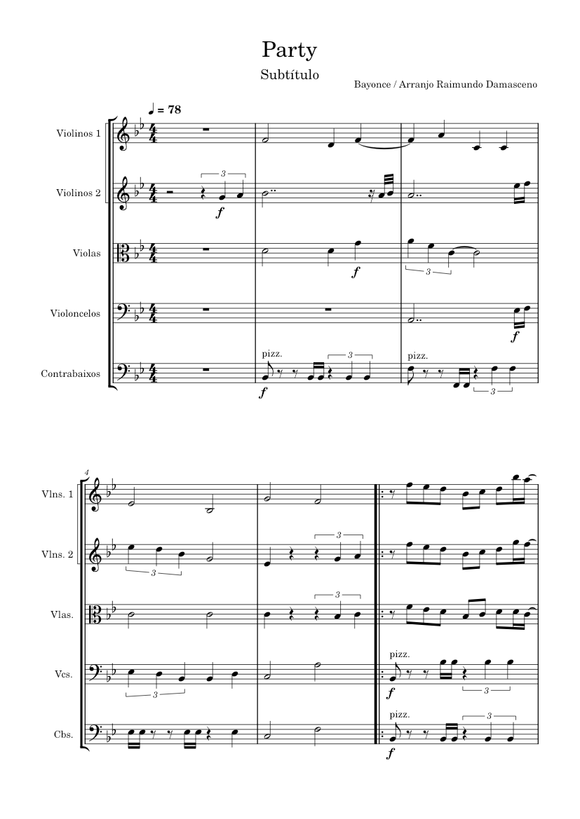Party – Beyoncé Party Sheet music for Strings group (String Ensemble) | Musescore.com