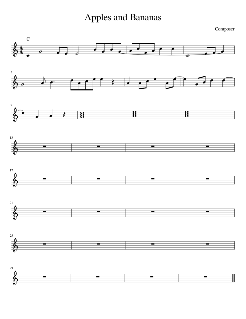 GIO SONG Apples and Bananas Sheet music for Piano (Solo) | Musescore.com