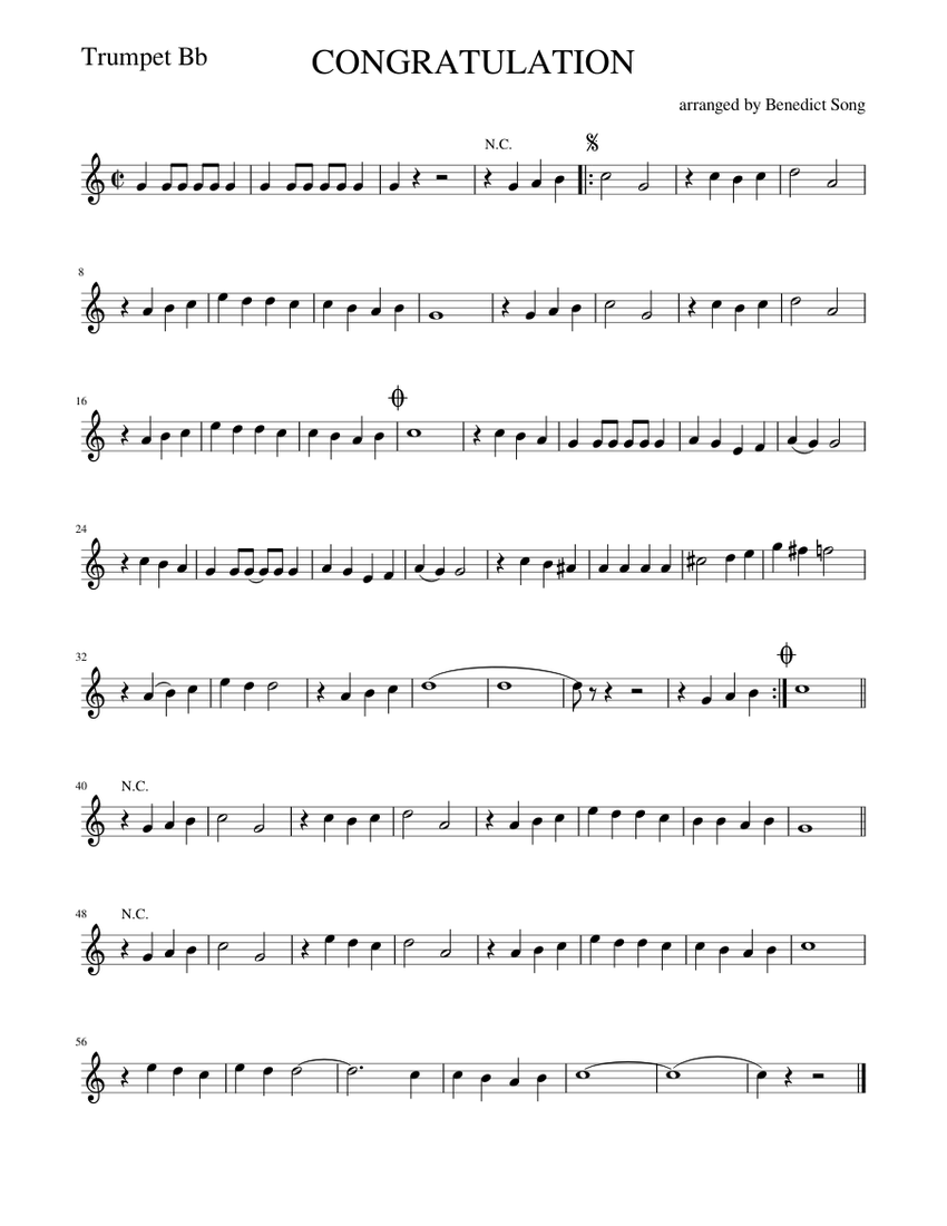 CONGRATULATION Sheet music for Trumpet in b-flat (Solo) | Musescore.com