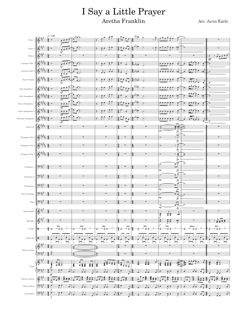 I say a little prayer – Aretha Franklin Sheet Music for Piano, Trombone, Tuba, Flute & more ...