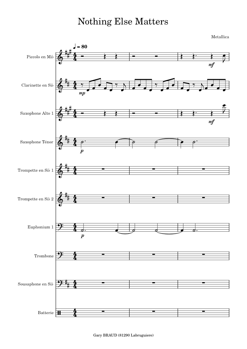 Nothing else matters – Metallica Sheet music for Trombone, Euphonium ...