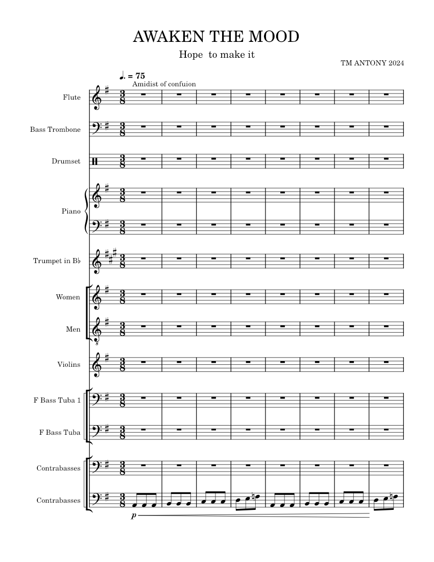 AWAKEN THE MOOD. TM Antony Sheet music for Piano, Trombone, Tuba, Flute ...
